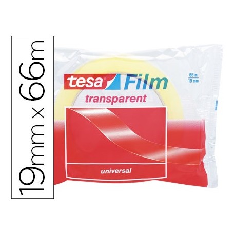 Cinta adhesiva tesa transparente 66 mt x 19 mm